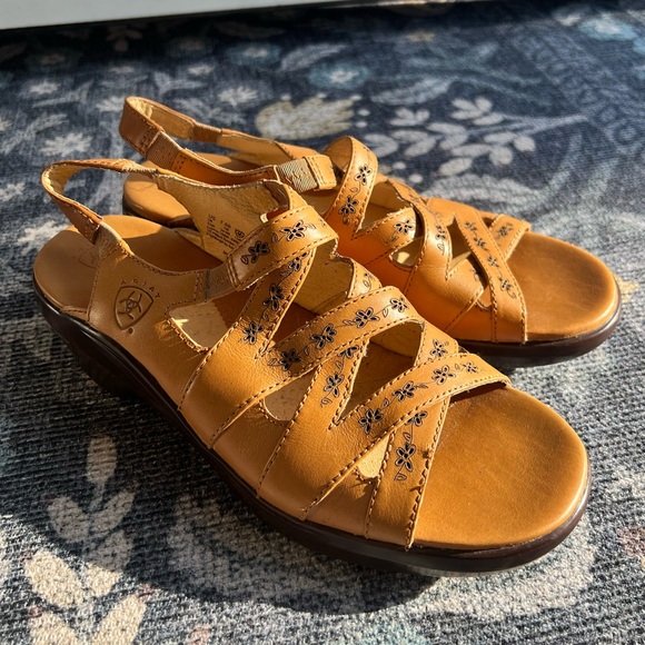 Ariat | Shoes | Ariat Laser Cut Floral Sandals | Poshmark